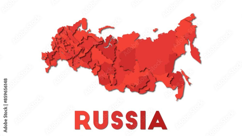 Russia map showing regions. Animated country map with title. 4k ...