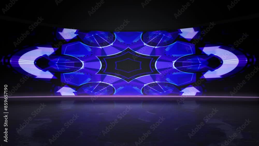 Music stage, virtual studio background with a led wall. A 3D graphics ...
