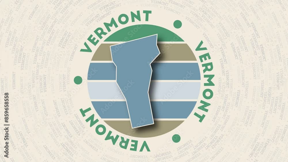 Vermont logo intro. Badge with the circular name and map of us state ...