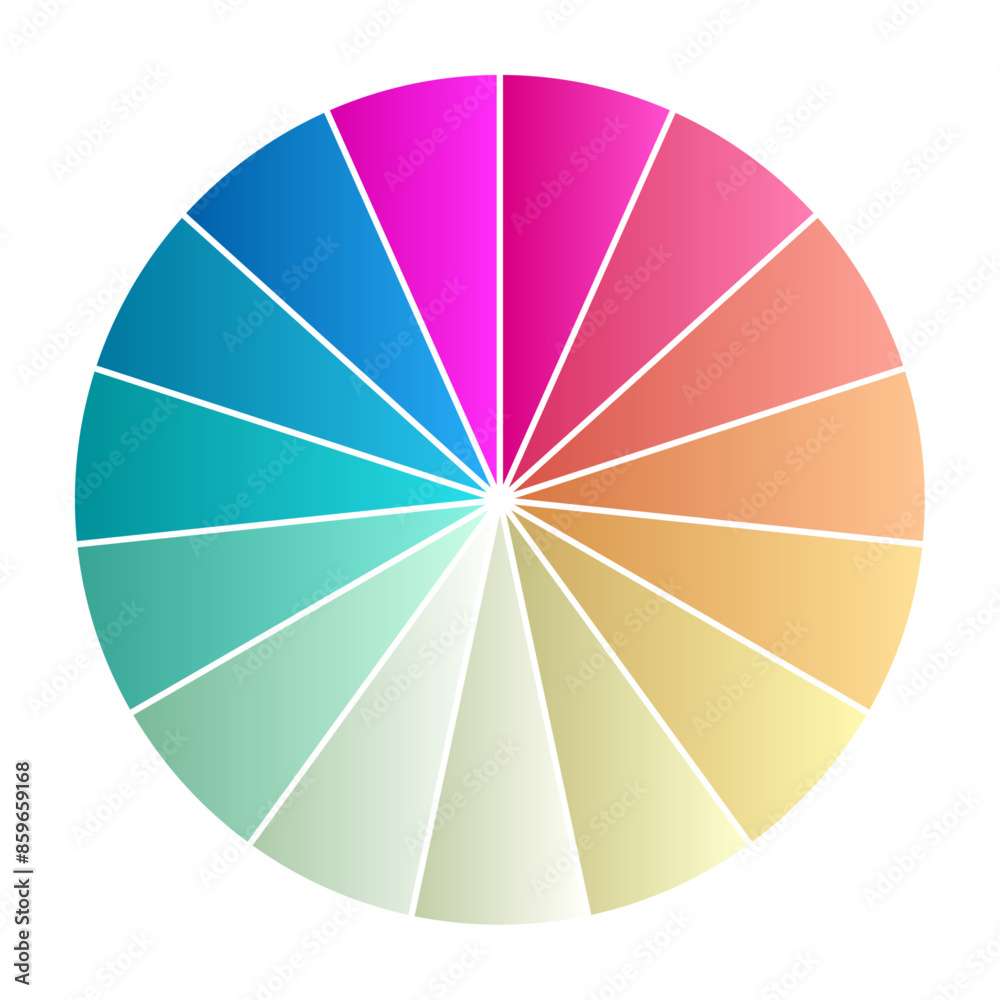 Pie chart with different segments in a circular diagram. wheel graph ...
