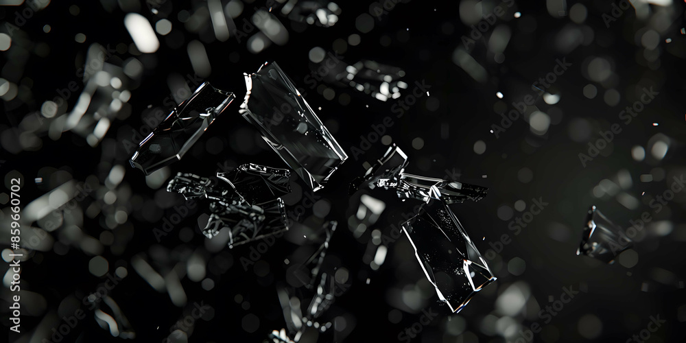 Dynamic glass texture featuring shattered pieces with bits and shards ...