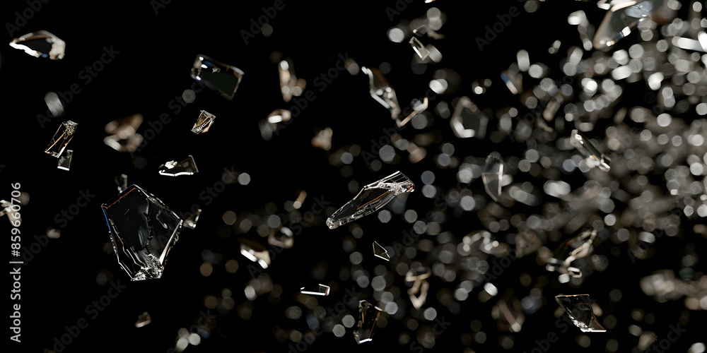 Dynamic glass texture featuring shattered pieces with bits and shards ...
