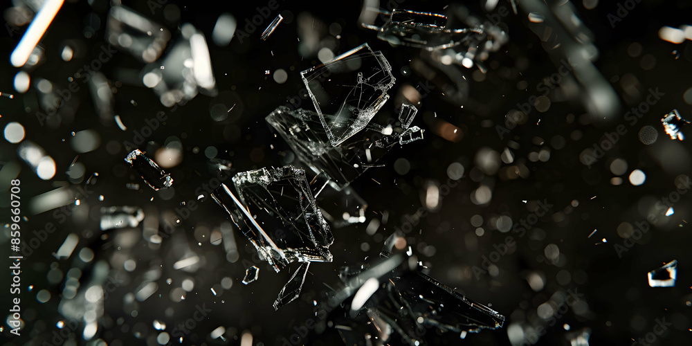 Dynamic glass texture featuring shattered pieces with bits and shards ...