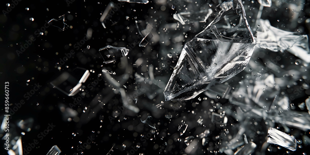 Dynamic glass texture featuring shattered pieces with bits and shards ...