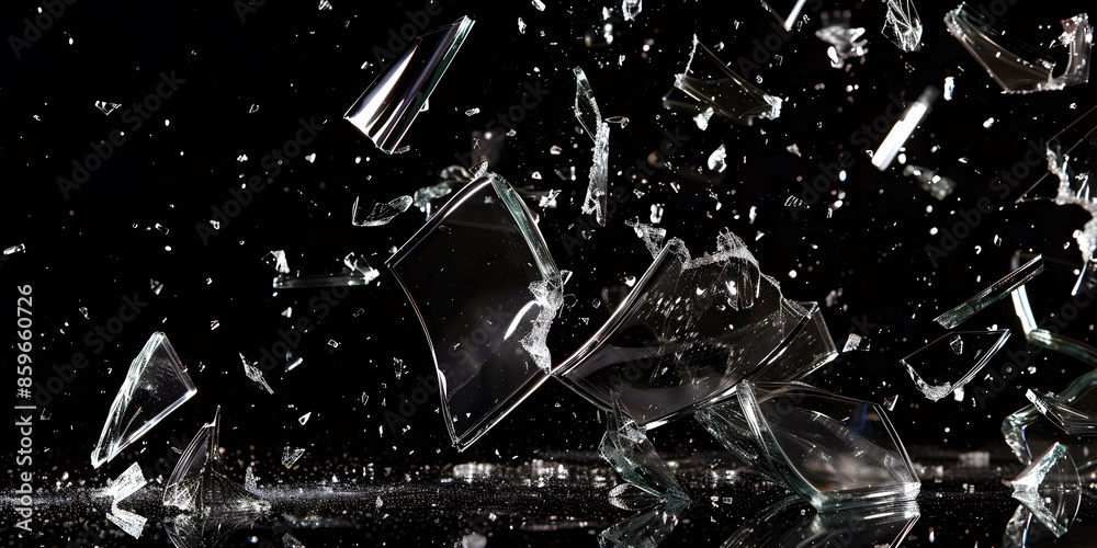 Dynamic glass texture featuring shattered pieces with bits and shards ...