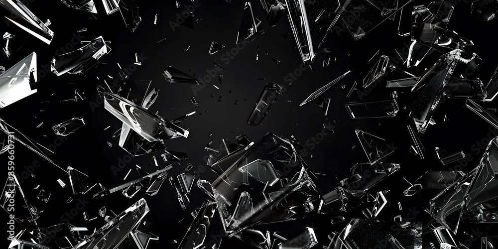 Dynamic glass texture featuring shattered pieces with bits and shards ...
