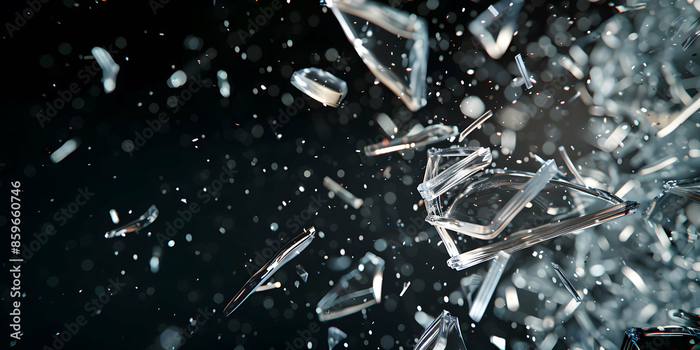 Dynamic glass texture featuring shattered pieces with bits and shards ...