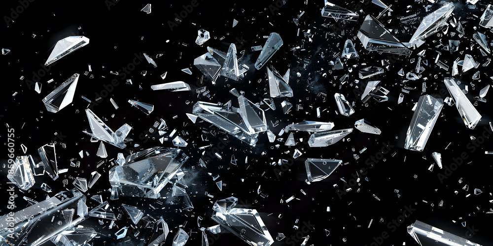 Dynamic glass texture featuring shattered pieces with bits and shards ...