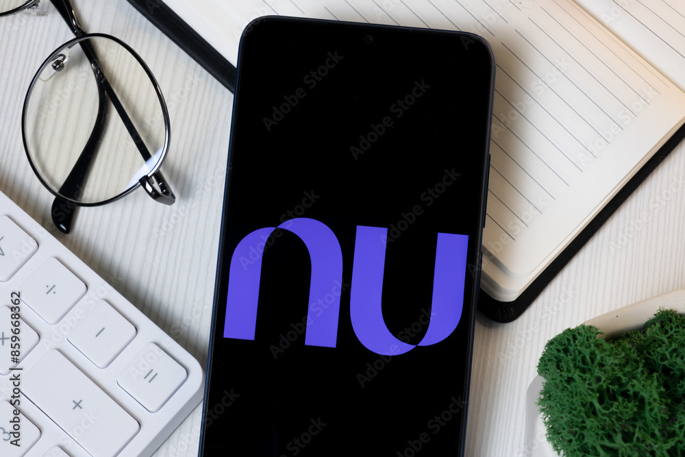 New York, USA - 1 June 2024: Nubank Logo on Phone Screen, Company Icon ...