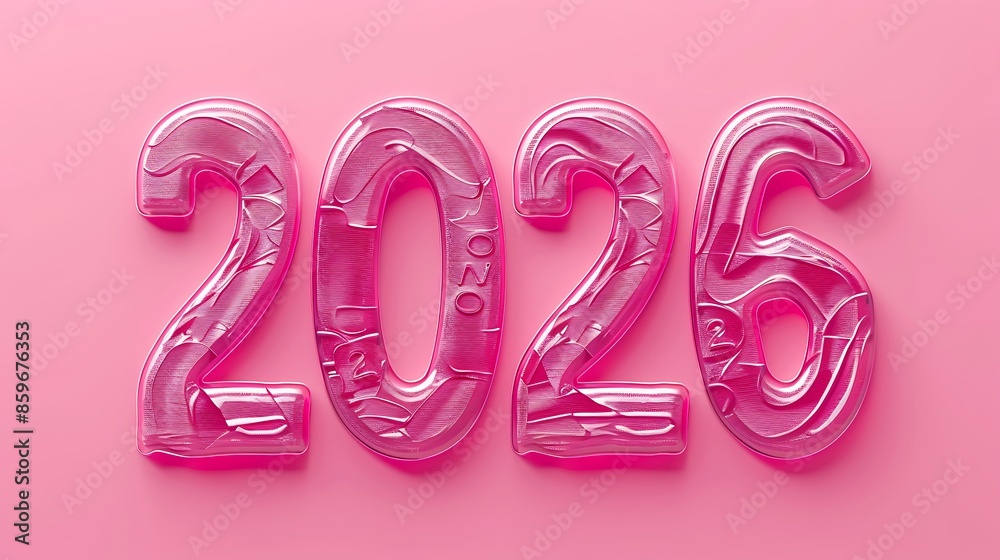 ภาพประกอบสต็อก "2026" on an empty solid background with bright pink ...