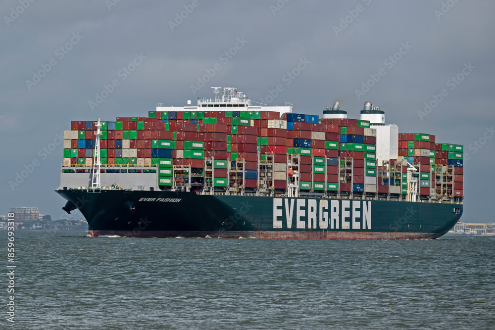 Evergreen Marine Corporation container ship Ever Fashion sails out of ...