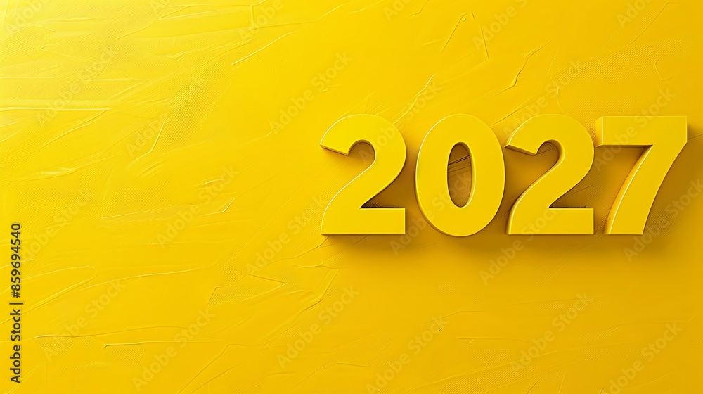 "2027" on an empty solid background with bright yellow color, in a ...