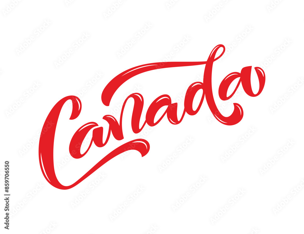 Canada handwritten text isolated on white background. Modern brush ink ...