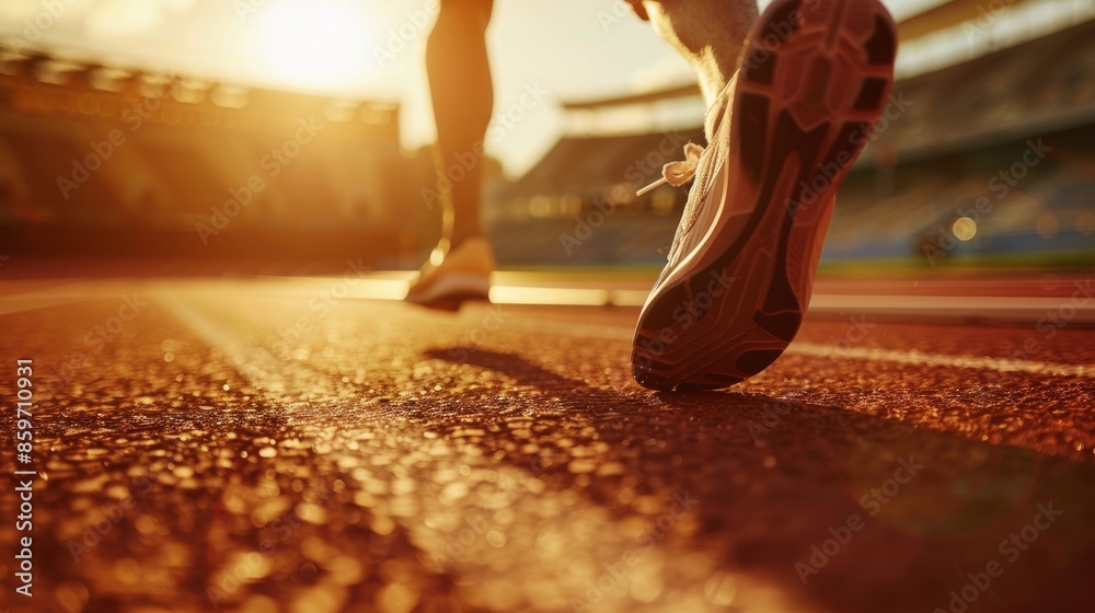 Dynamic stadium setting with powerful triple jump push-off - Athletic ...
