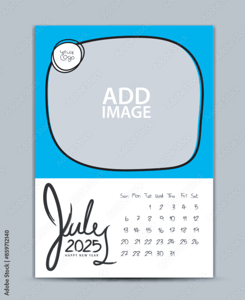 Calendar 2025 year design - July 2025, wall calendar 2025 year ...