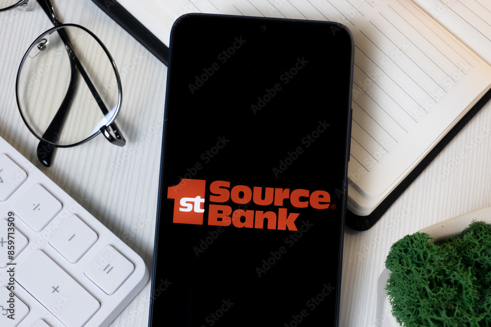 New York, USA - 1 June 2024: 1st Source Bank Logo on Phone Screen ...