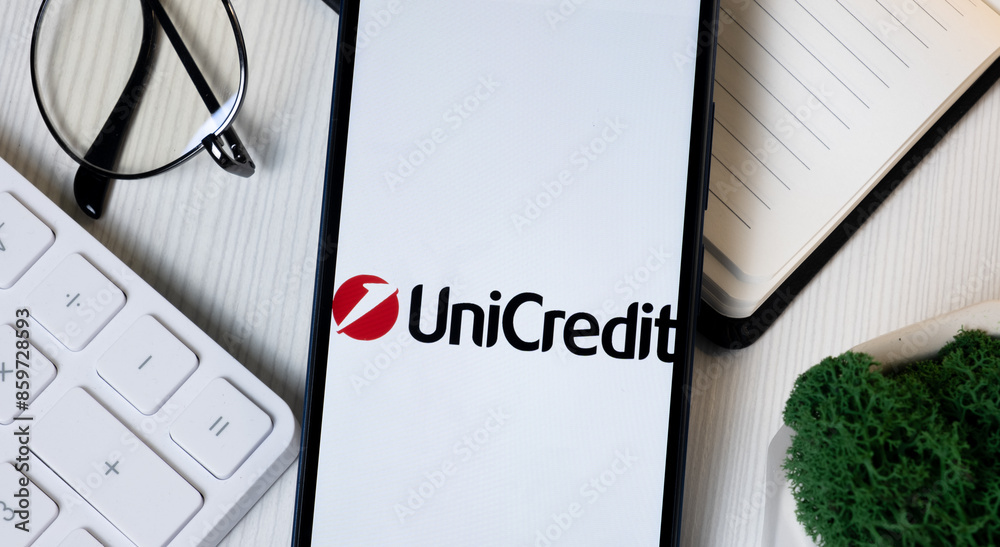 New York, USA - 1 June 2024: UniCredit Logo on Phone Screen, Company ...