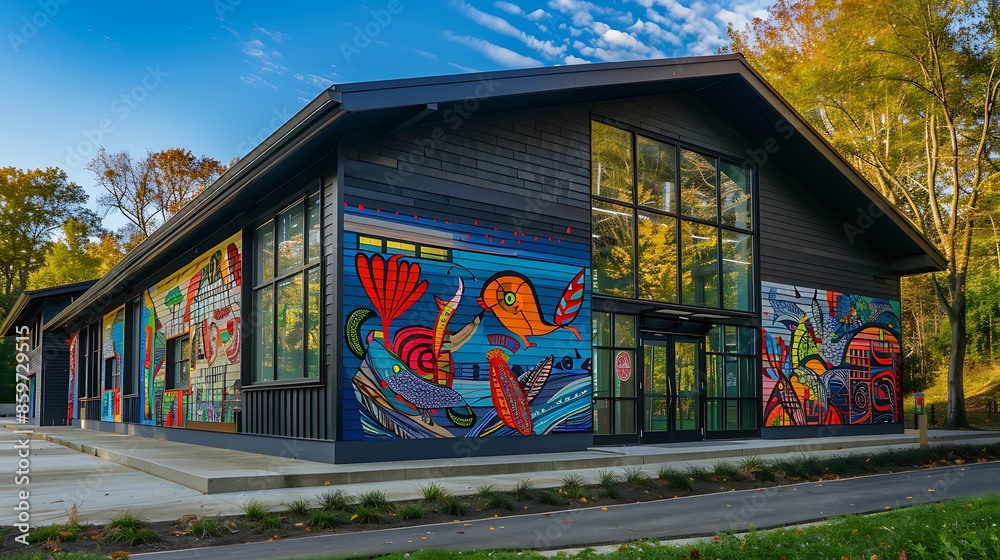 community arts and crafts center with an exterior of fiber cement ...