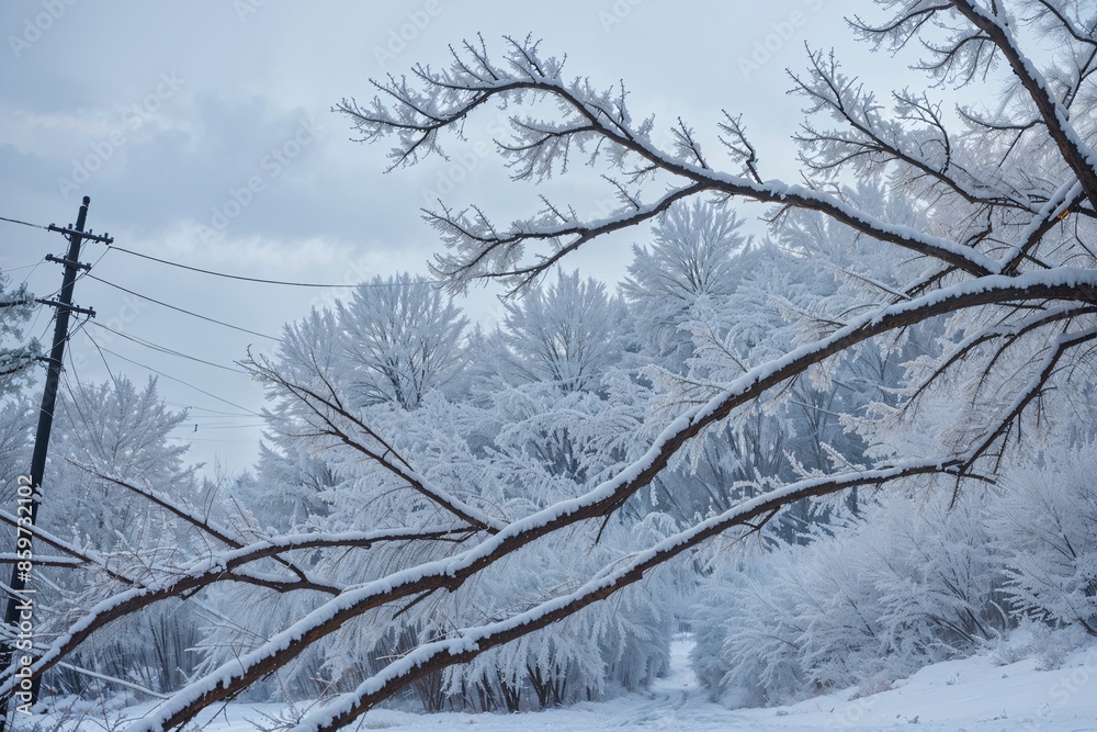 Ice storm snapping branches and power lines Stock Photo | Adobe Stock