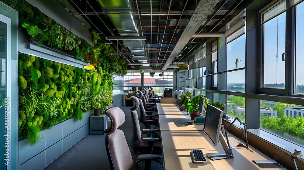 contemporary office space with desks made from recycled composite ...