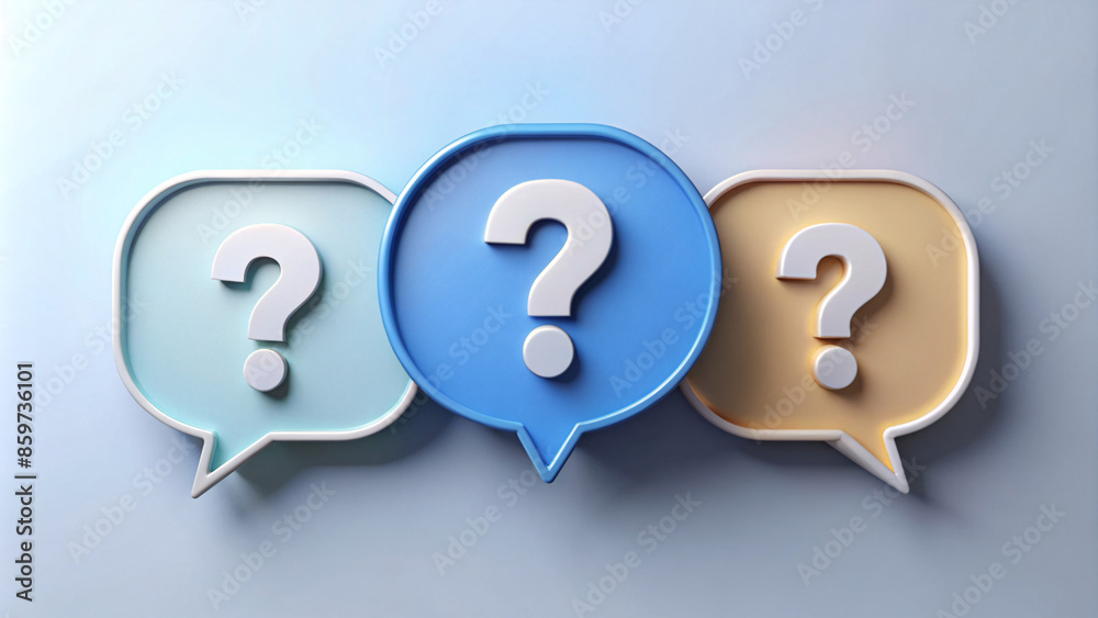 Question mark, question bubble icon model design render 3d, faq Q & A ...