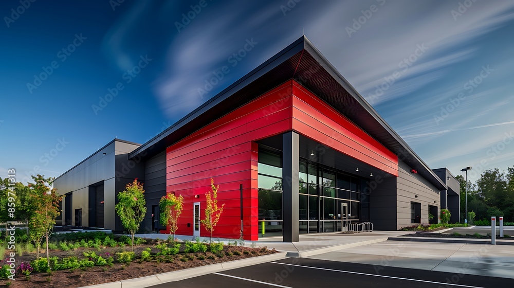 modern fire station designed with red and black fiber cement siding ...