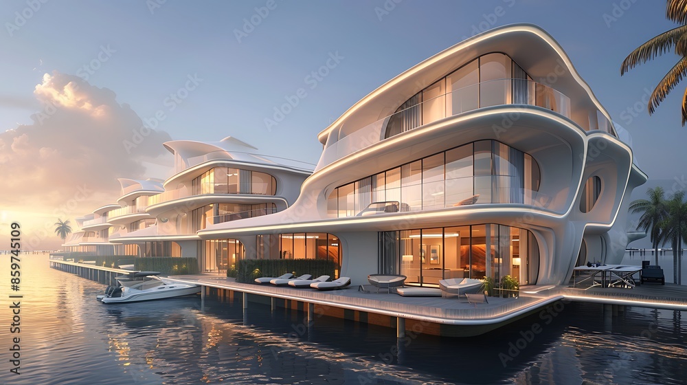 series of luxury waterfront condos with wave-inspired fiber cement ...