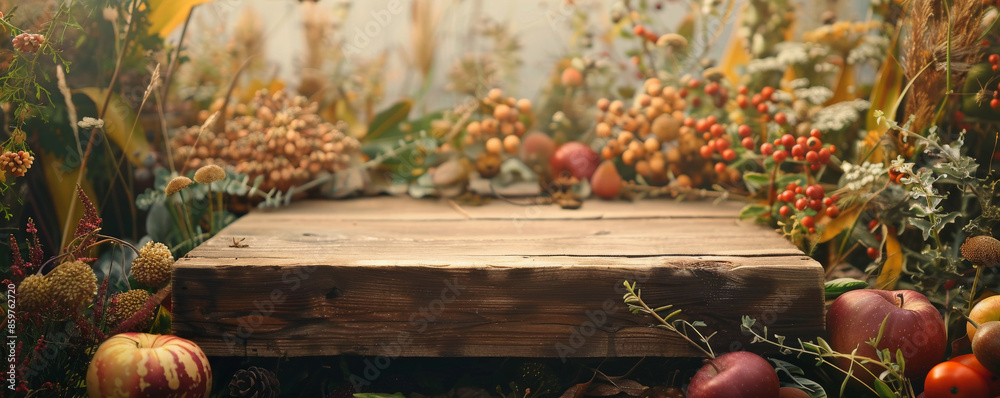 A rustic podium background featuring a wooden podium surrounded by ...