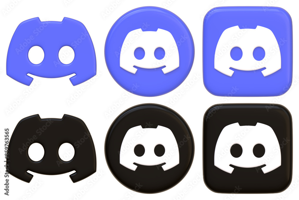 Collection of Discord app icons in blue and black color schemes ...