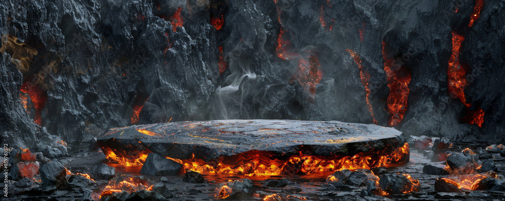 An otherworldly fire lava podium setup with a podium crafted from ...