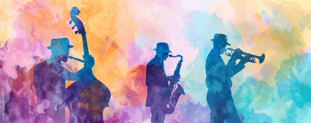 Chill jazz music background with soft pastel tones and watercolor ...