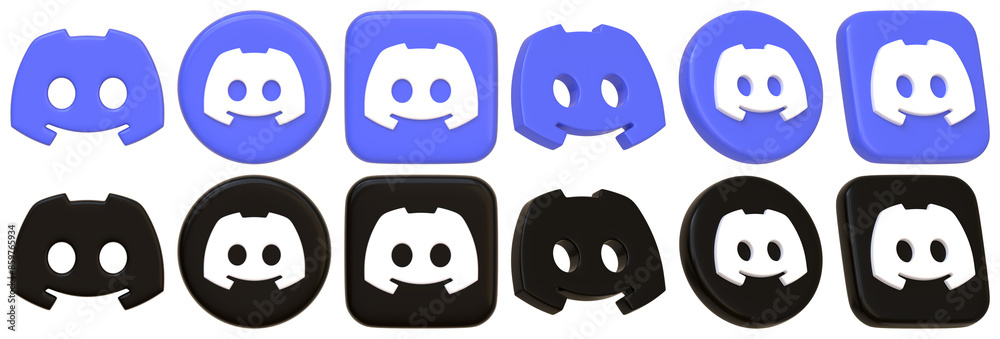 Collection of Discord app icons in blue and black color schemes ...