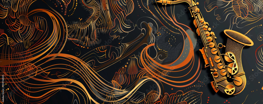 Elegant jazz music background with a rich, deep color palette and ...