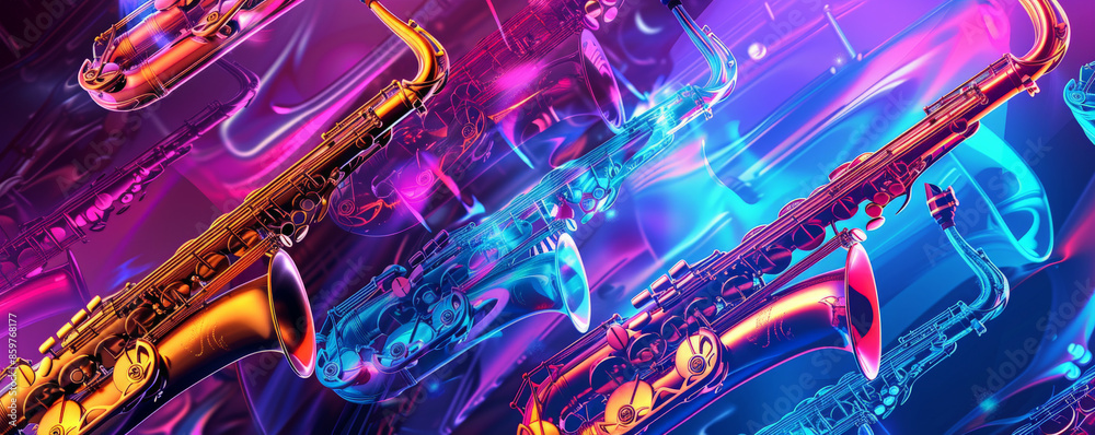 Energetic jazz music background featuring a vibrant collage of colorful ...
