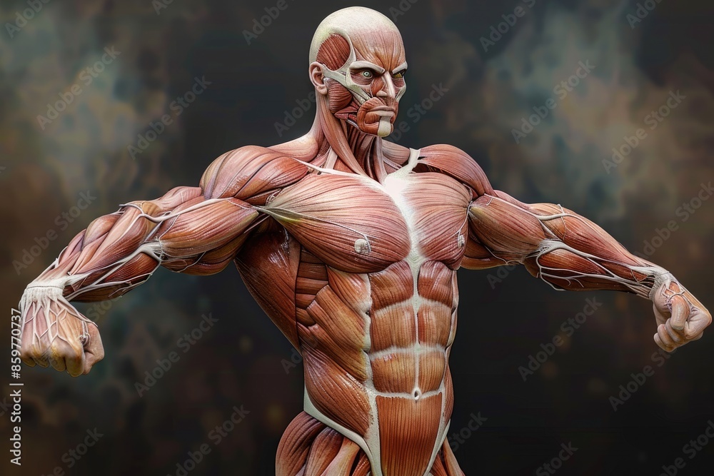 Intricate human muscle structure: detailed illustration showcasing the ...