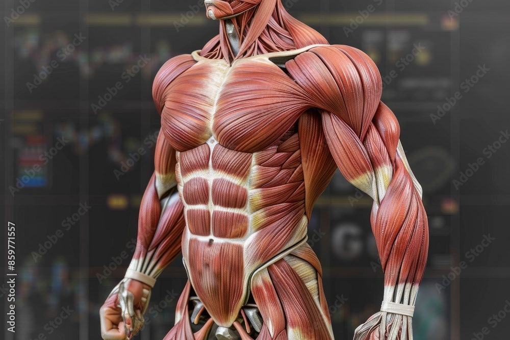 Intricate human muscle structure: detailed illustration showcasing the ...