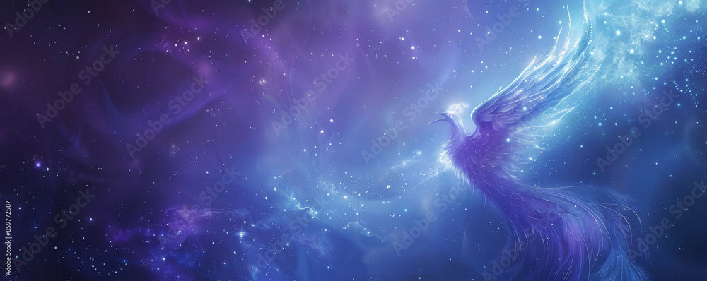 Phoenix bird background featuring an ethereal blue and purple color ...