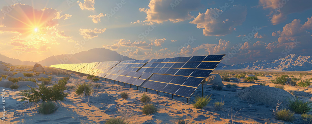 Solar energy background featuring a wide expanse of solar panels in a ...