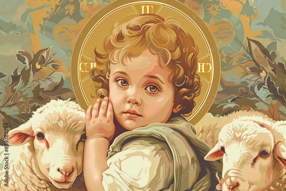 Icon of the infant Jesus Christ with a lamb: a timeless representation ...