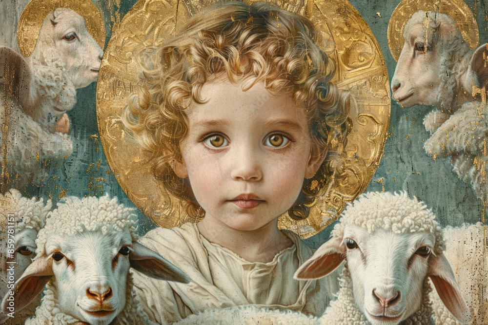 Icon of the infant Jesus Christ with a lamb: a timeless representation ...