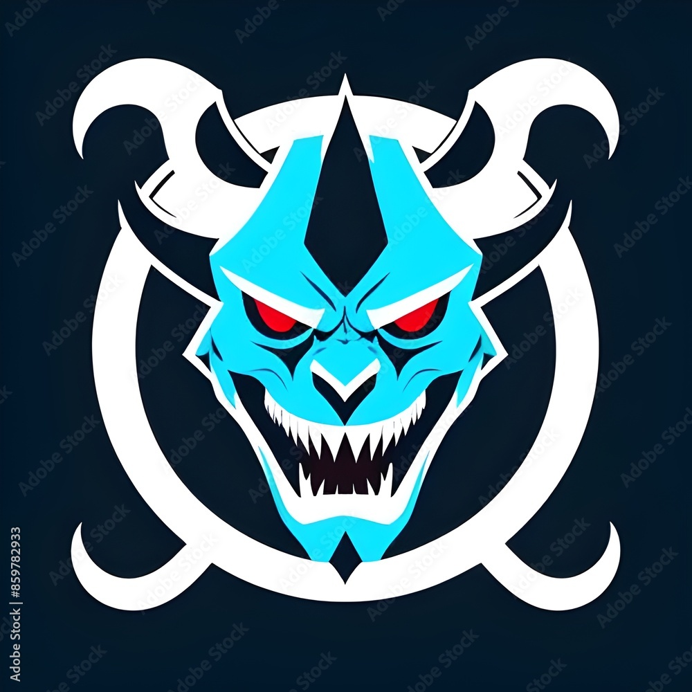 an image of a vector illustration logo of an Evil monster devil head for a sport team, Fierce ...