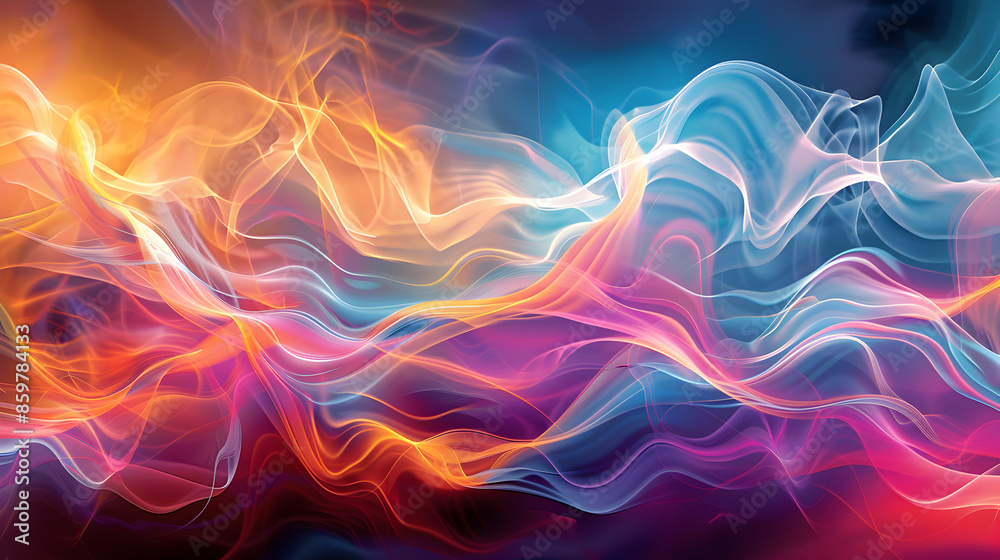 Soft translucent gradient stream movement Violet neon color wave Blue ...