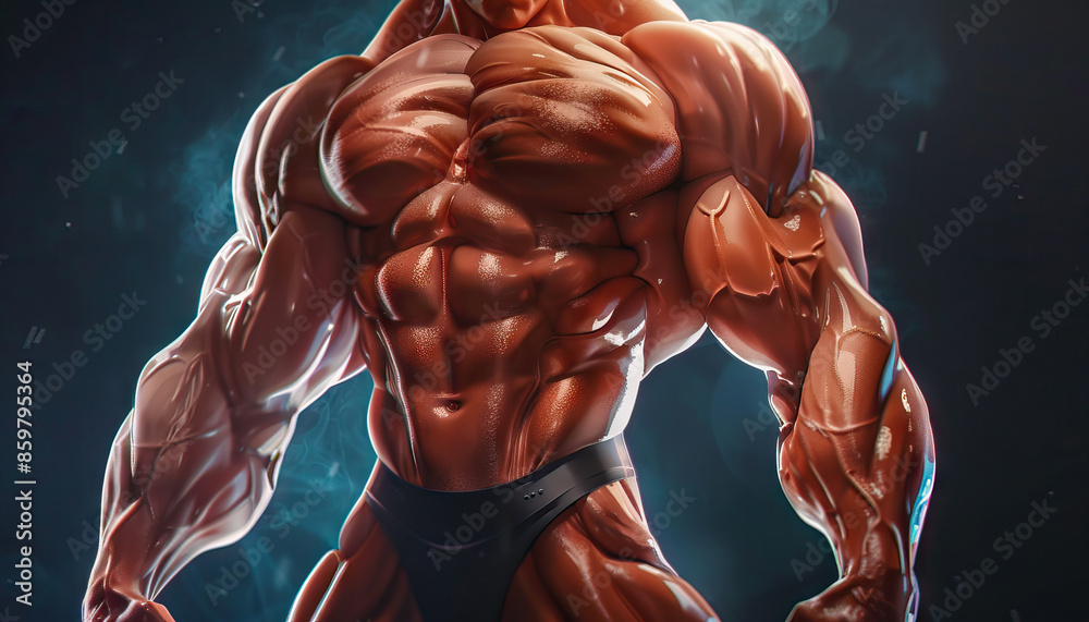 Strength is the anthem of the muscular: Illustrate a muscular person ...