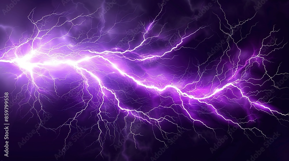 Lightning, purple lightning background, dark sky with lightnings ...