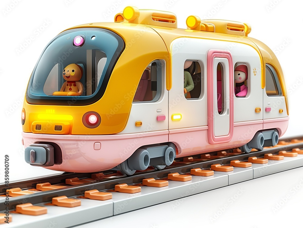 Family on a train journey, travel concept, clip art style, cheerful ...