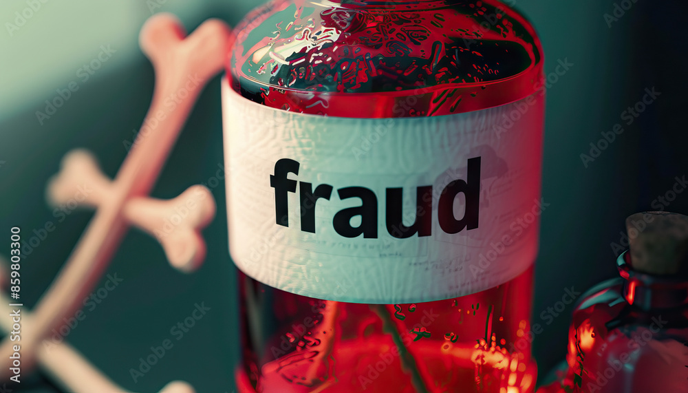 Fraud is the poison of digital scammers: Picture a bottle labeled ...