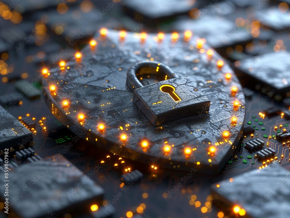 Data breach prevention concept with shield and lock illustration ...