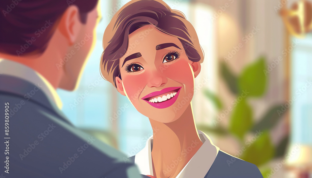 Hospitality is the heartbeat of hotels: Illustrate a hotel staff member ...