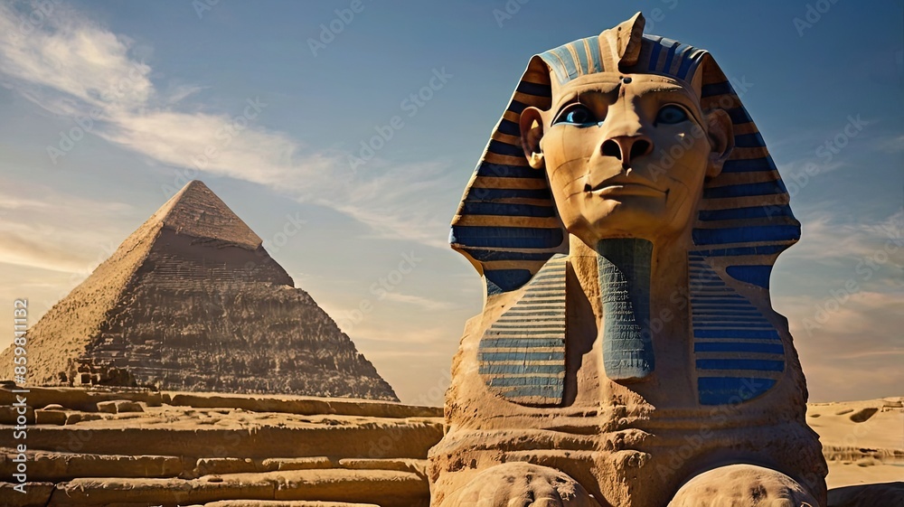 Sphinx, a mythical creature with the head of a human and the body of a ...