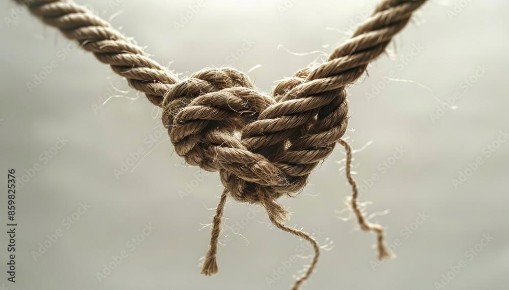 Heartbreak is the unraveling of a once-tight bond: Illustrate a rope ...